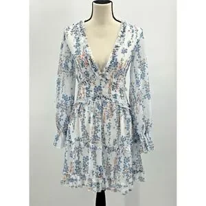 Sonja | Dresses | Sonja Deep V Plunge Babydoll Floral Dress Small Cut ...
